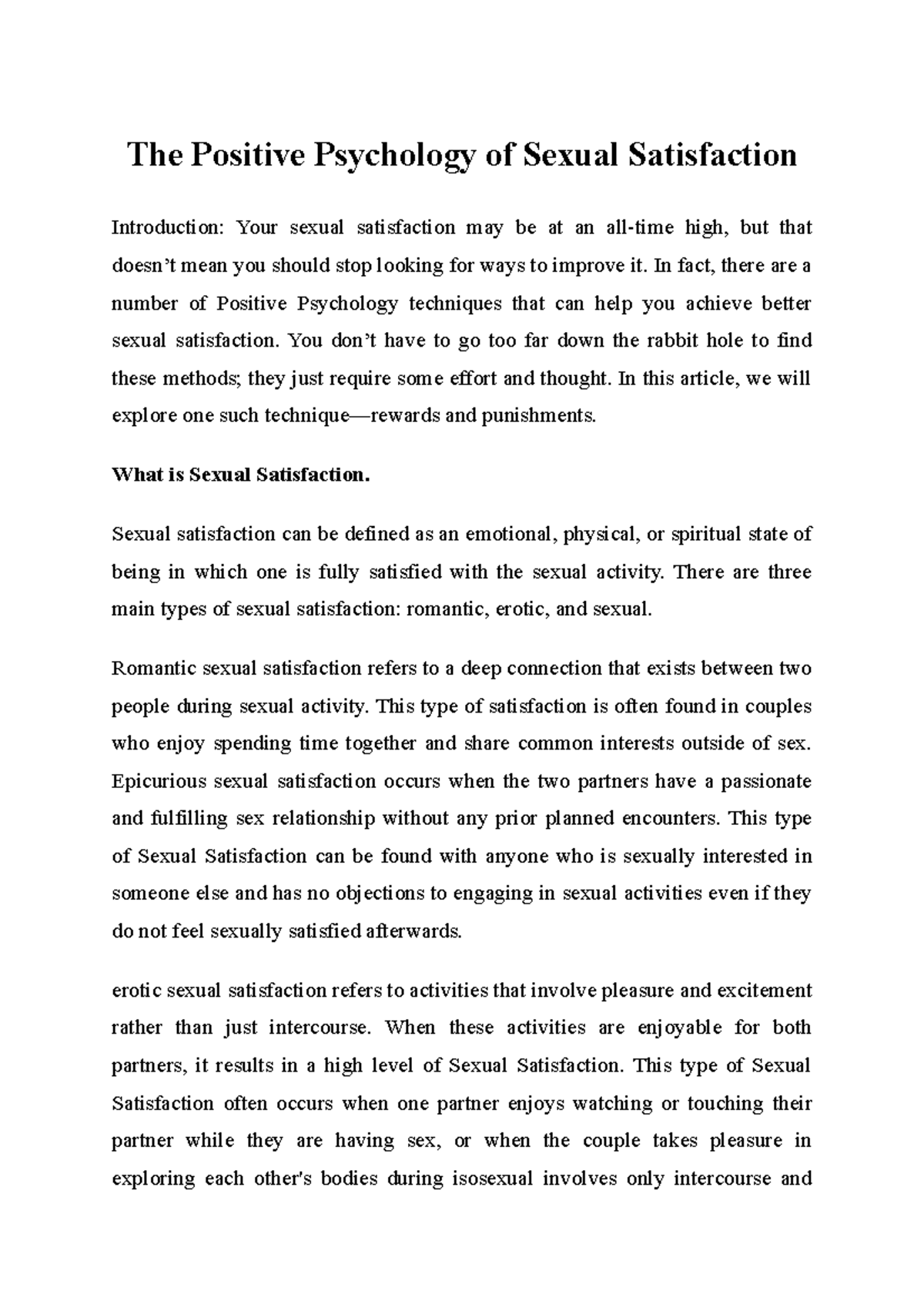 The Positive Psychology Of Sexual Satisfaction The Positive