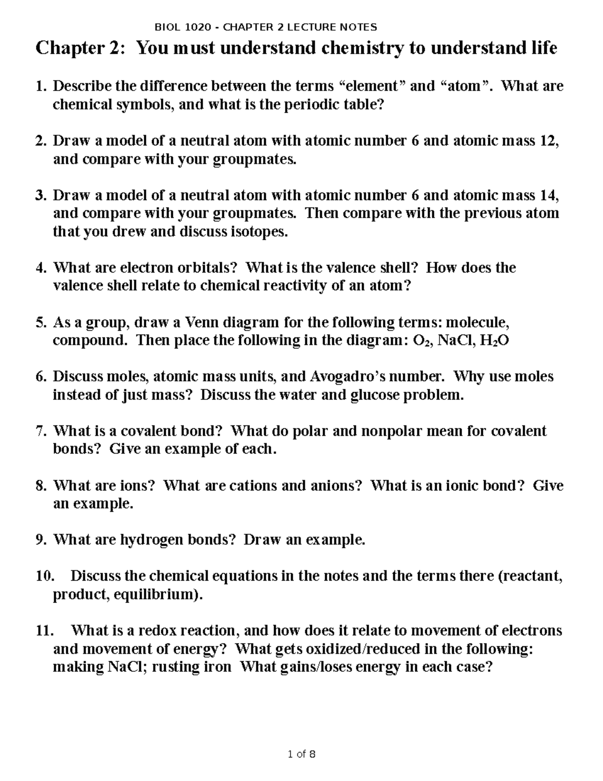 Chapter 2activity - Lecture notes 2 - Chapter 2: You must understand ...