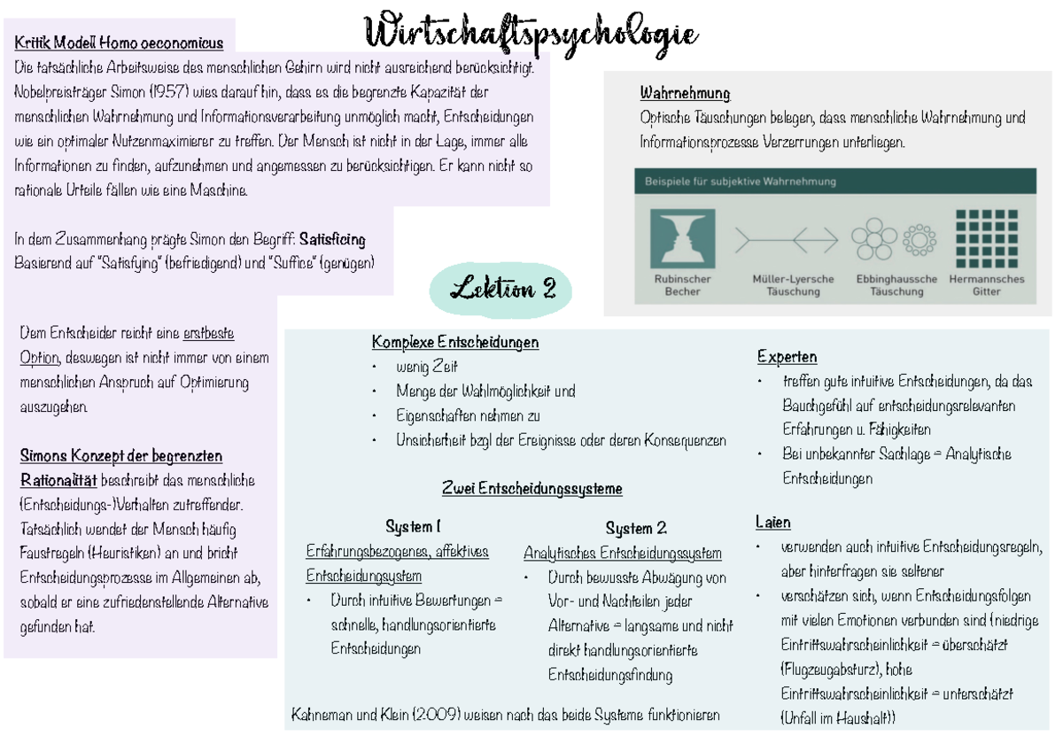 WiPsy Lektion 2 - Kritik Modell Homo oeconomicus Wirtschaftspsychologie ...