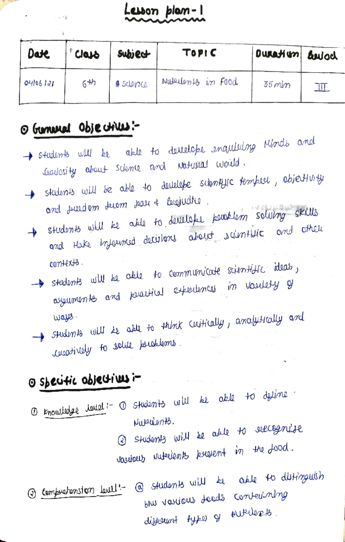 Biology 5 Lesson Plan English Medium - Human Resource Management - Studocu