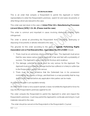 Chamber summons sample - THE REPUBLIC OF UGANDA IN THE CHIEF ...