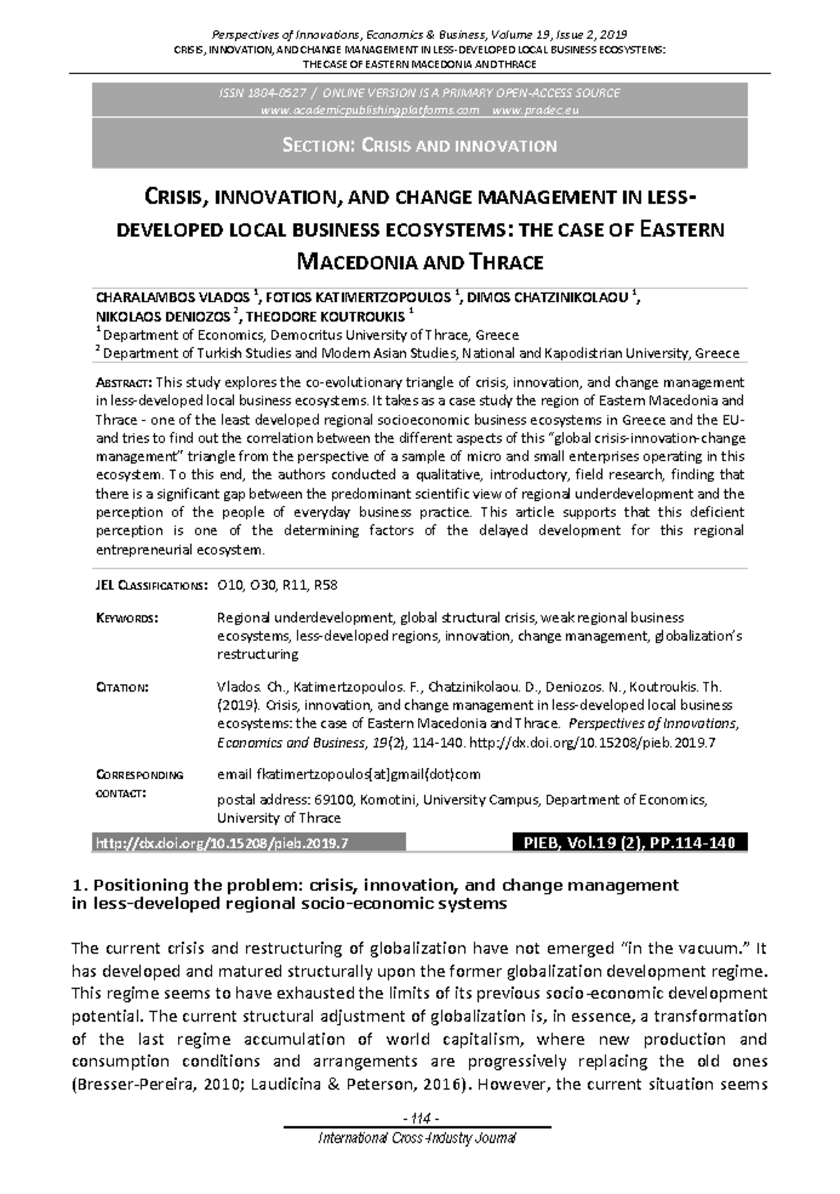 CRISIS, INNOVATION, AND CHANGE MANAGEMENT IN LESS-DEVELOPED LOCAL ...