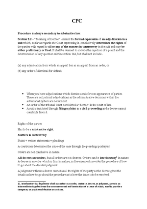 Complete notes CPC - Civil Procedure Code- Test Preparation Basic ...