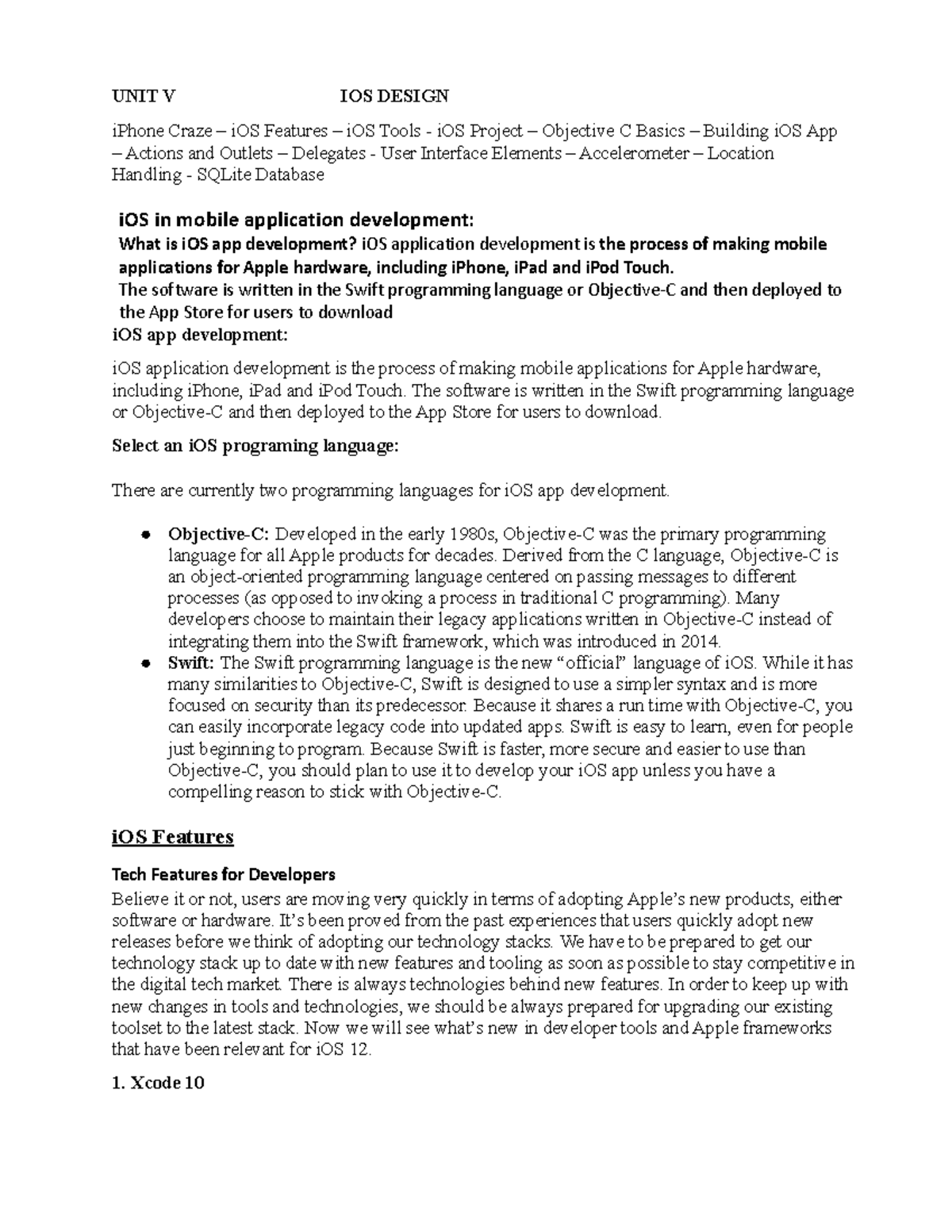 Mad U5 Mobile Application Development Lecture Notes Unit V Ios Design Iphone Craze 3 Ios