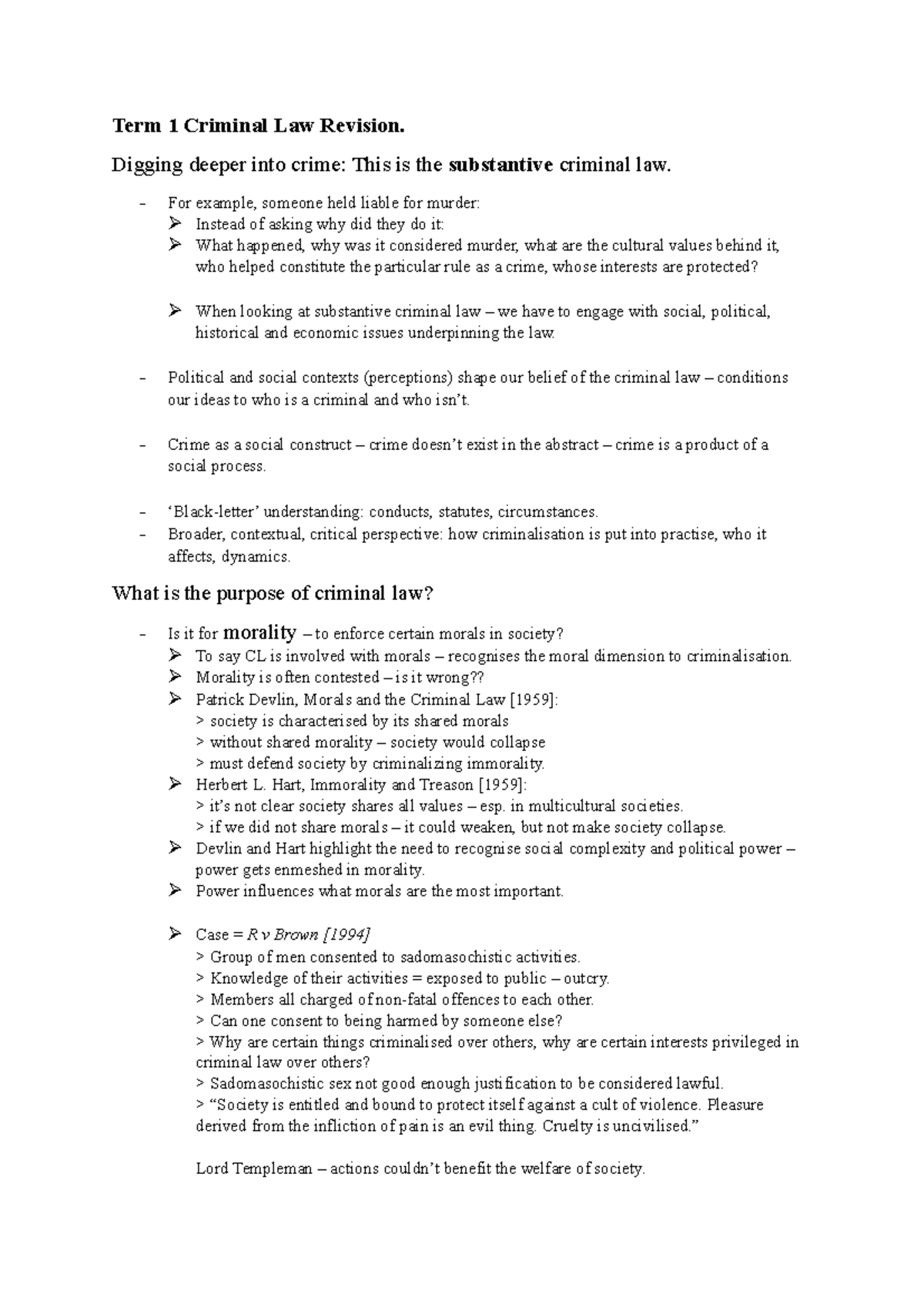 1 - purpose of CL, transferred malice, punishment - Term 1 Criminal Law ...