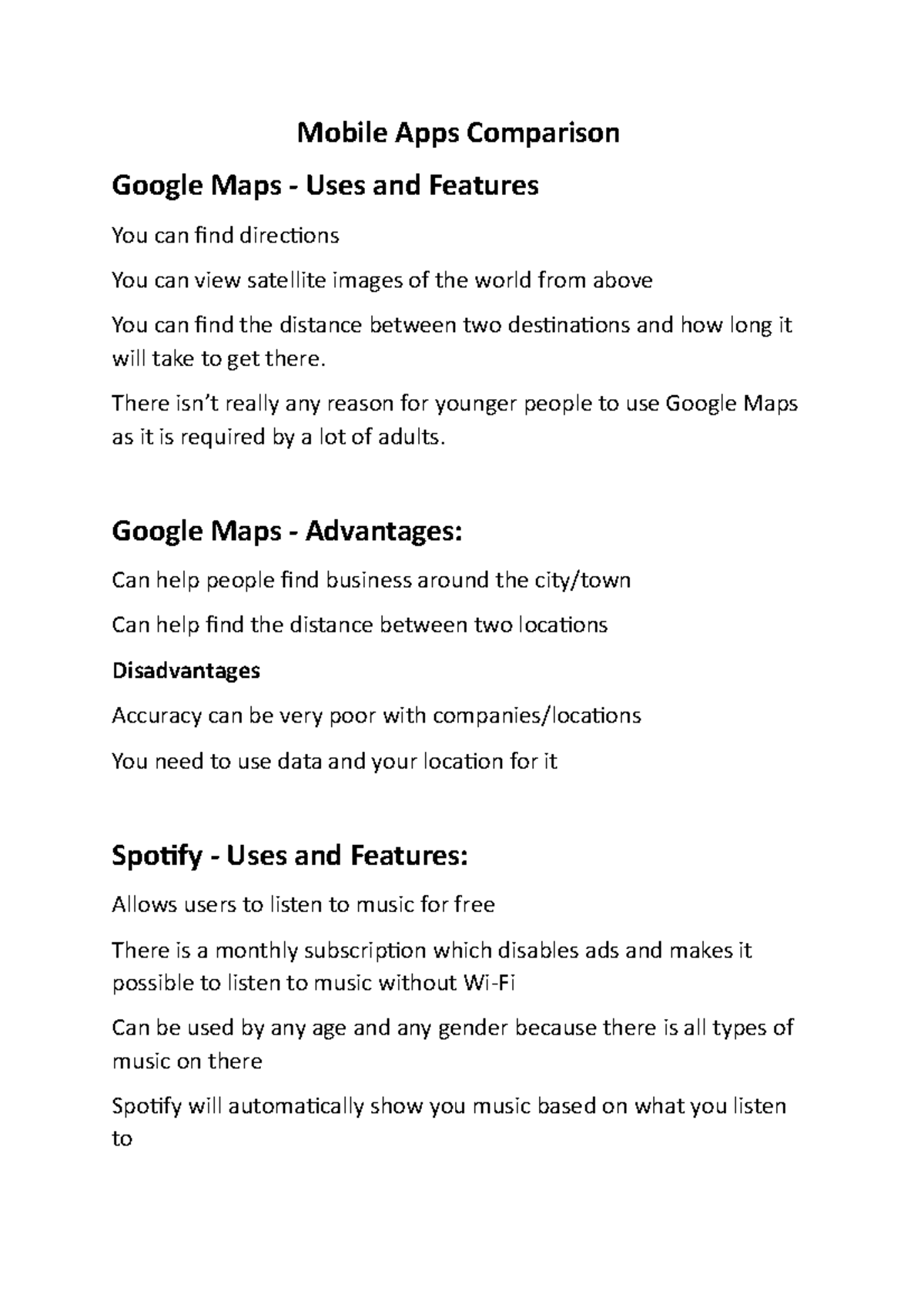 Mobile Apps Comparison - Studocu