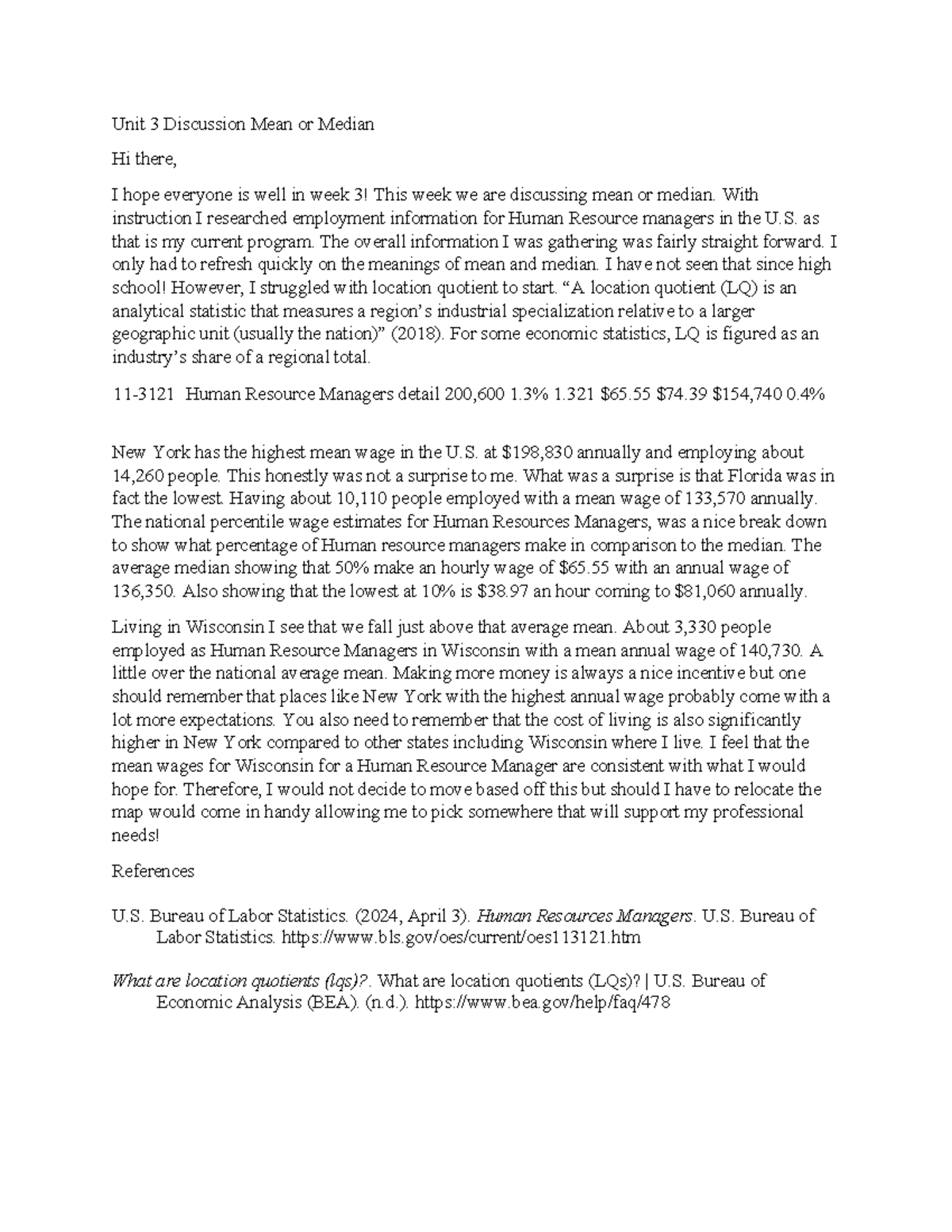 Unit 3 Discussion Mean or Median - Unit 3 Discussion Mean or Median Hi ...