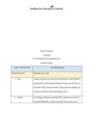 CJ-120 4-1 - 100 - Aaron P Schauer 1/10/ CJ- Professor Nolan Module 4 ...