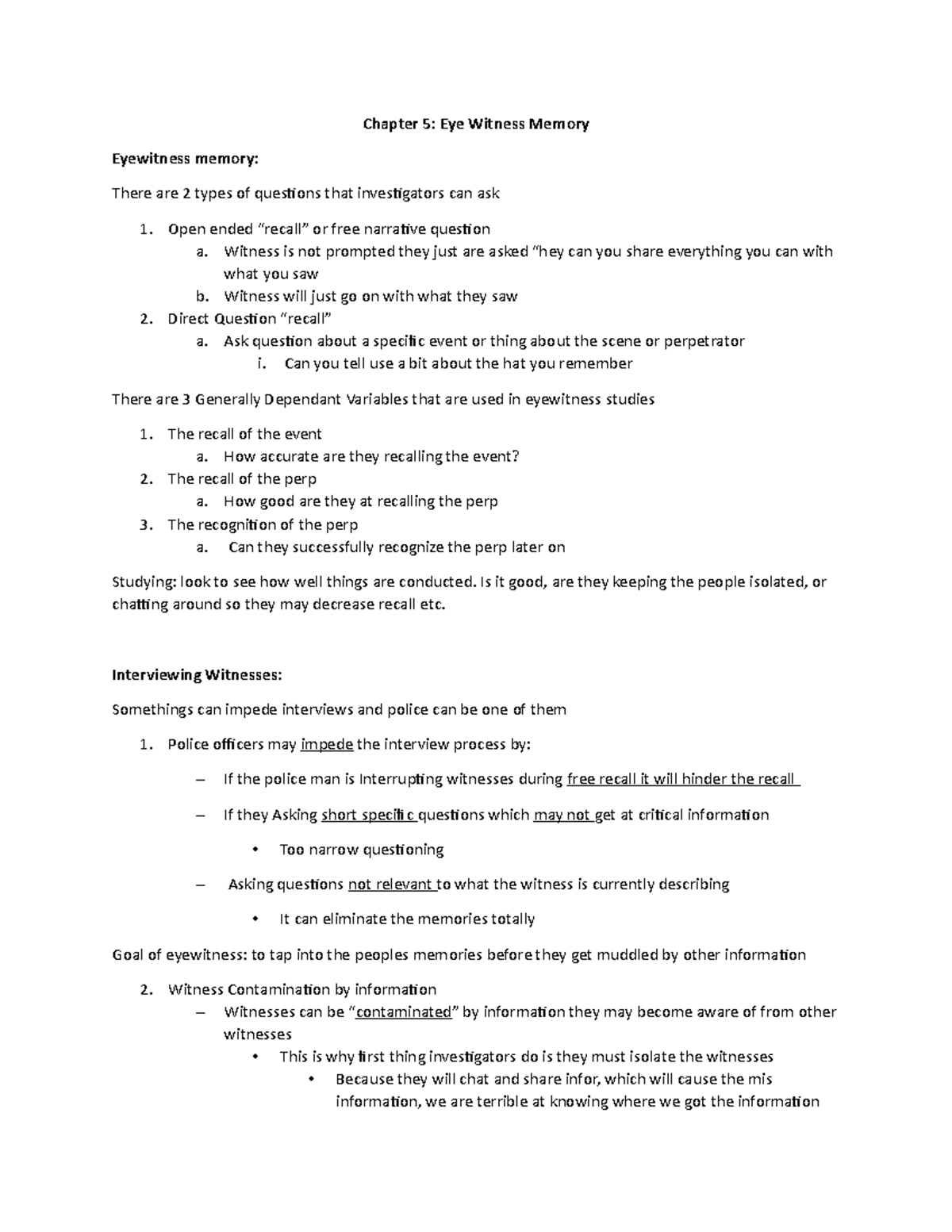 Chatper 5- Eye witness - Campbell - Chapter 5: Eye Witness Memory ...