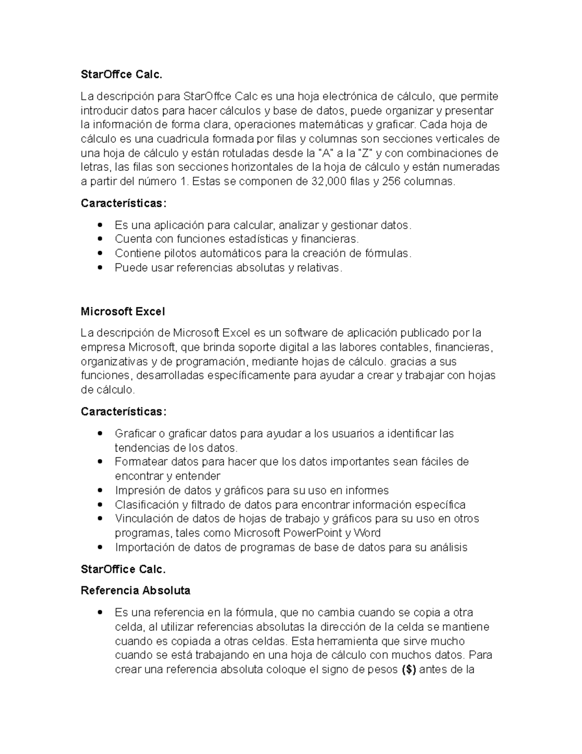 Star Offce Calc - TRABAJO AUTONOMP - StarOffce Calc. La descripción ...