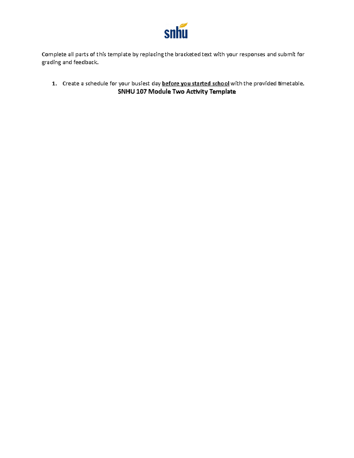 SNHU 107 Module Two Activity Template - Complete all parts of this ...