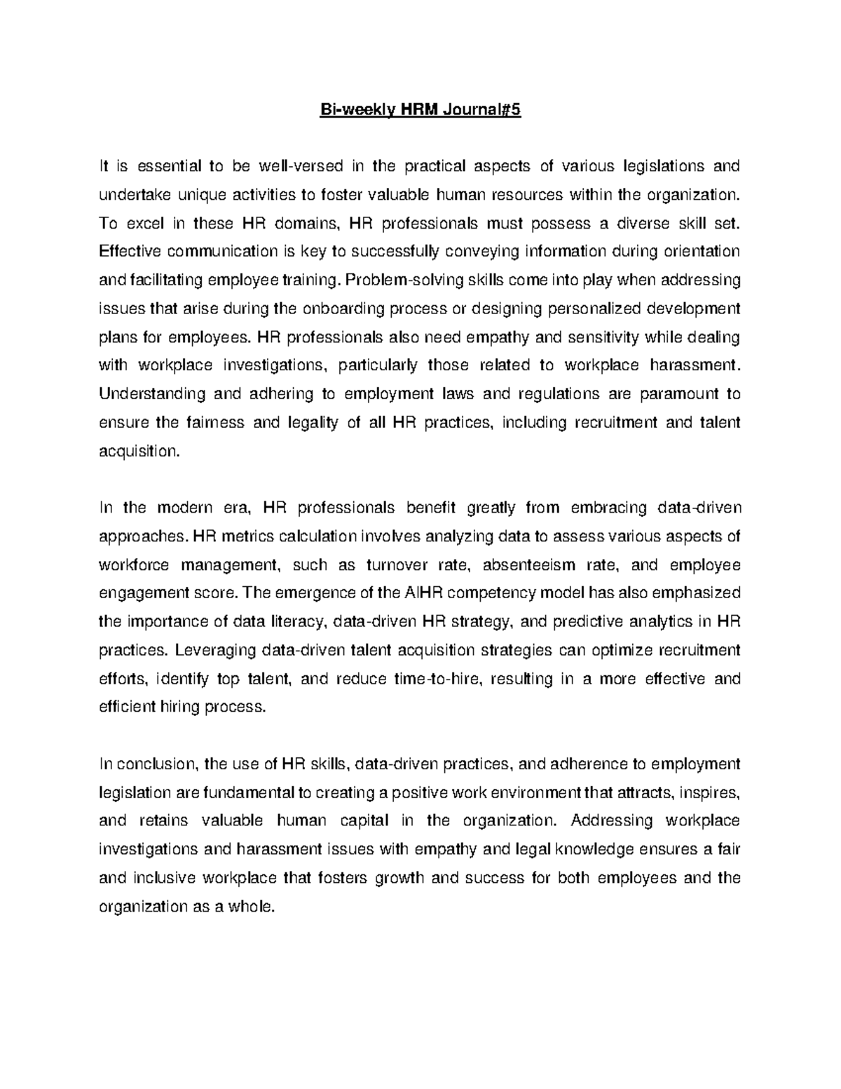 Bi-weekly HRM Journal#5 - To excel in these HR domains, HR ...