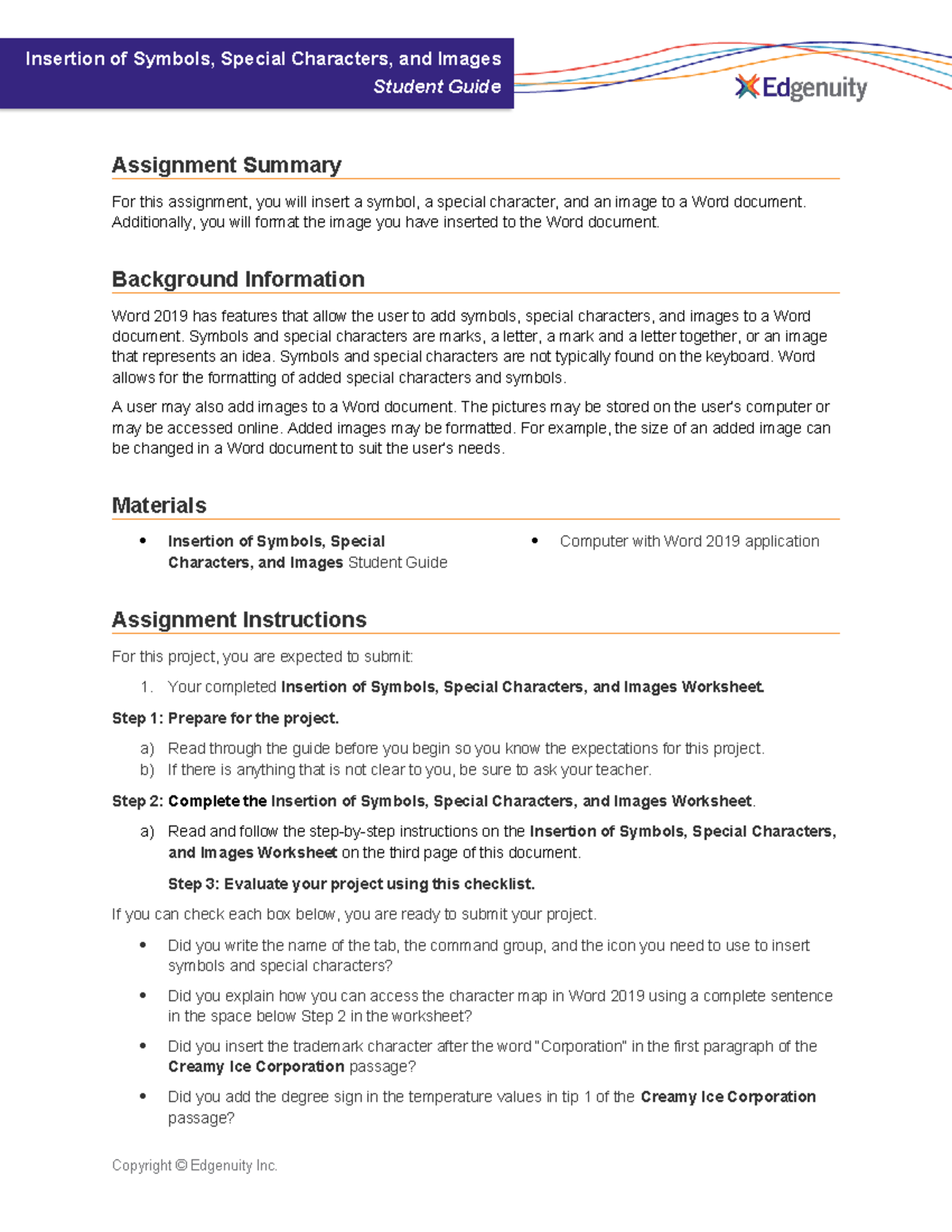 Project-Insertion of Symbols, Special Characters, and Images-Student ...