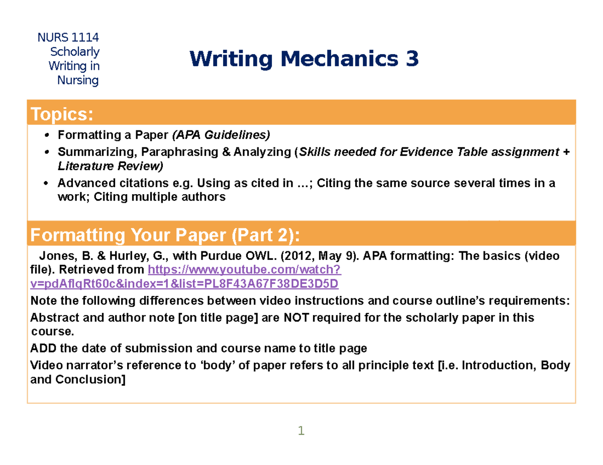 Writing Mechanics 3 (2).docx scholory - Scholarly Writing in Nursing ...