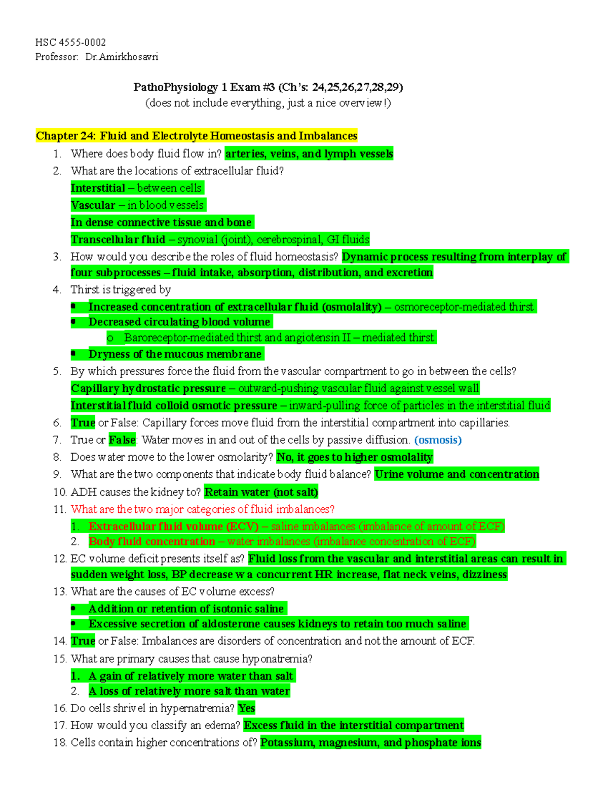 Patho Physio Exam 3 HSC4555 0002 Spring 2021 - HSC 4555- Professor: Dr ...