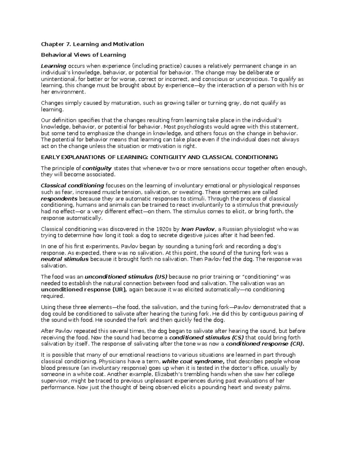 Chapter 7. Learning and Motivation - Chapter 7. Learning and Motivation ...