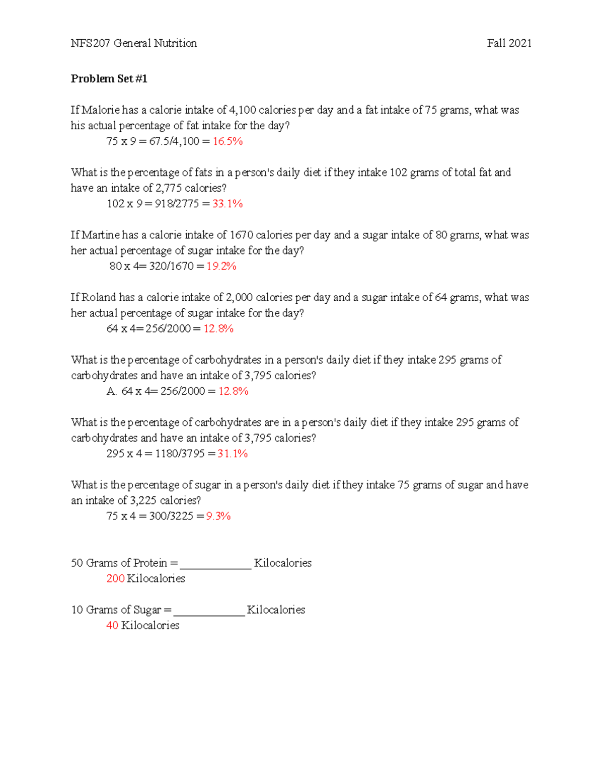 NFS207 Problem Set 1 - Fall 2021 - NFS207 General Nutrition Fall 2021 ...