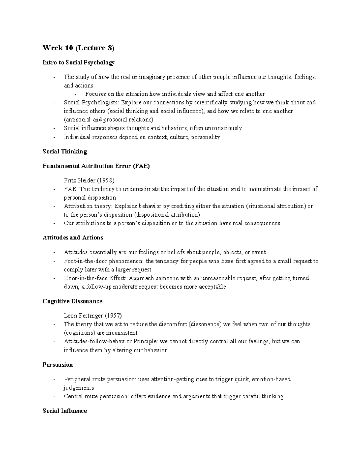 Exam Prep Lecture Summary - Week 10 (Lecture 8) Intro to Social ...