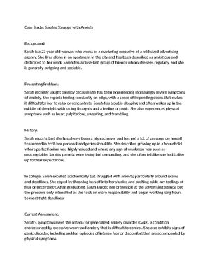 Anxiety Disorder - Case Study: Sarah's Anxiety Disorder Background ...