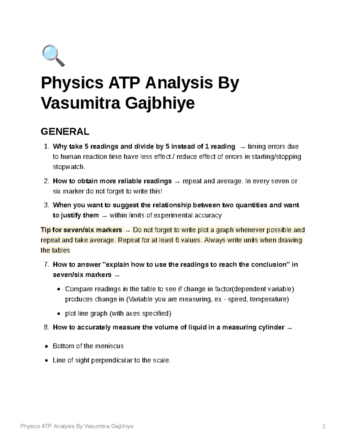 Physics ATP Analysis By Vasumitra Gajbhiye-1 - ú Physics ATP Analysis ...