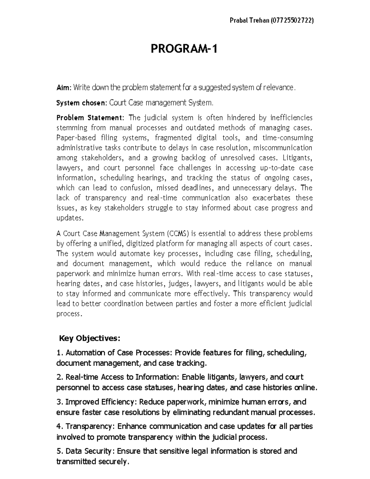 Se Lab File Lab File Program 1 Aim Write Down The Problem Statement For A Suggested System