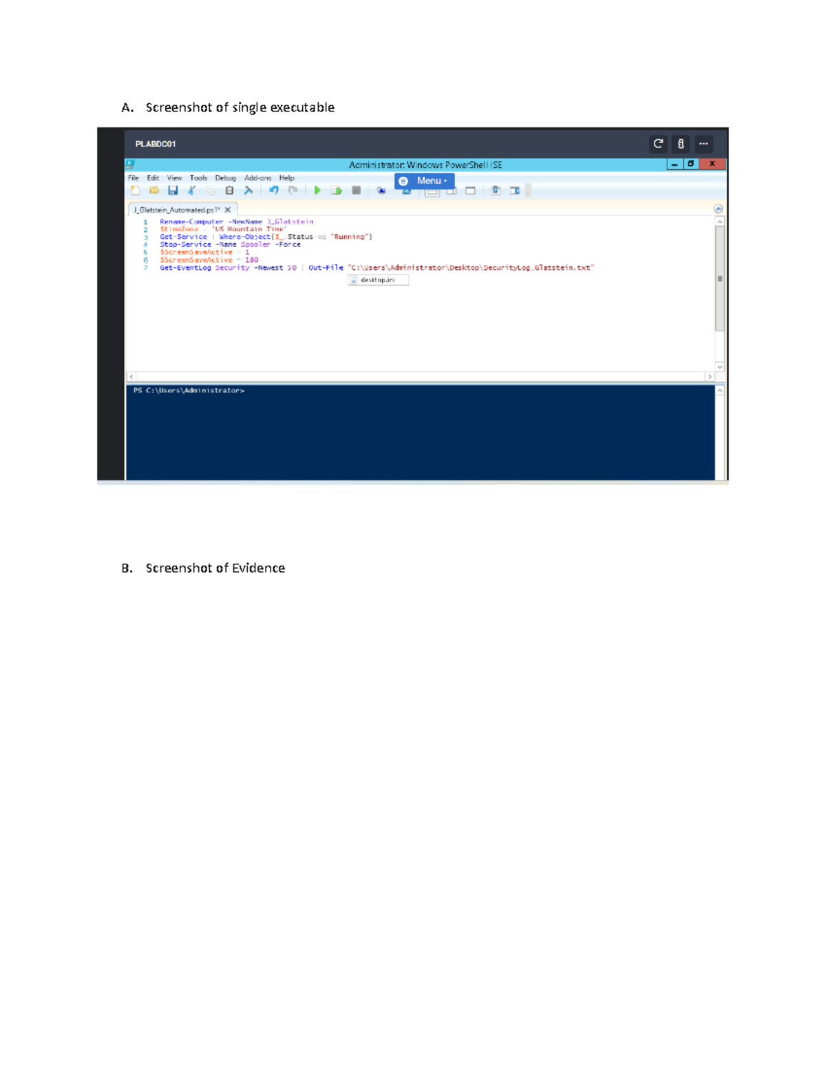 7-1 document - Grade A - A. Screenshot of single executable B ...