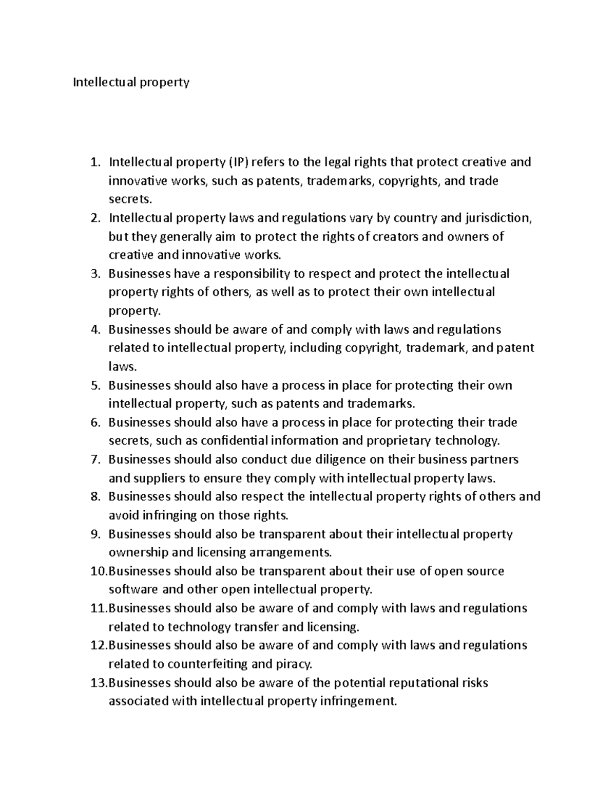 Intellectual property notes - Intellectual property Intellectual ...