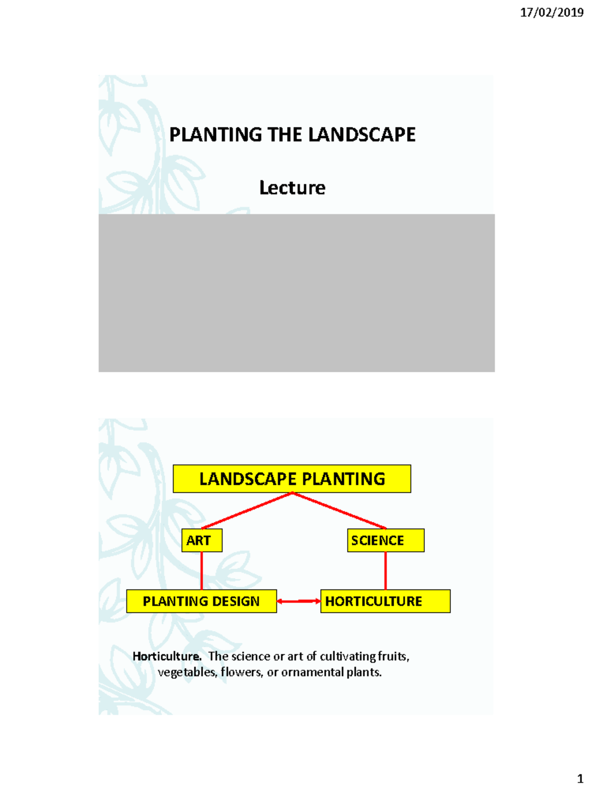 Landscape Lecture-DONE - PLANTING THE LANDSCAPE Lecture Jose B. Juson ...