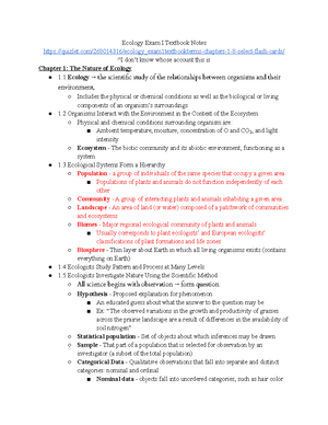 Exam 2 Ecology Notes - West Chester University – BIO 270 – Ecology – Dr ...