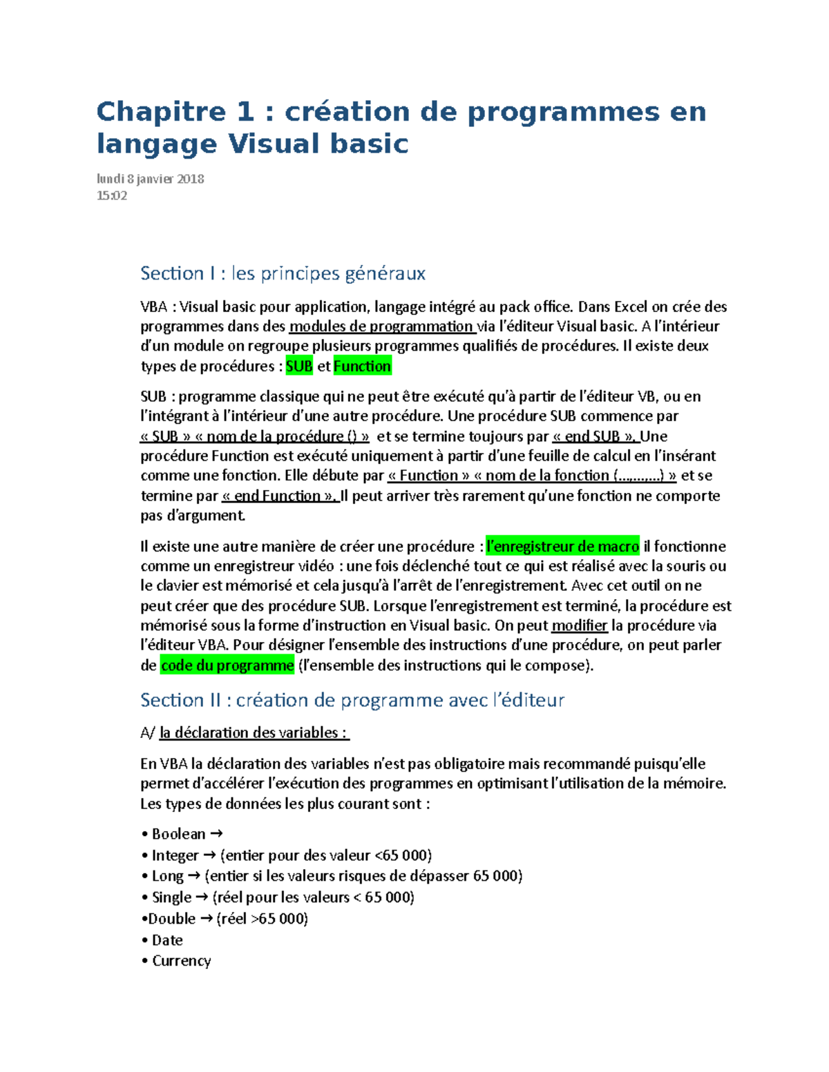 Chapitre 1 création de programmes en langage Visual basic - Chapitre 1 ...