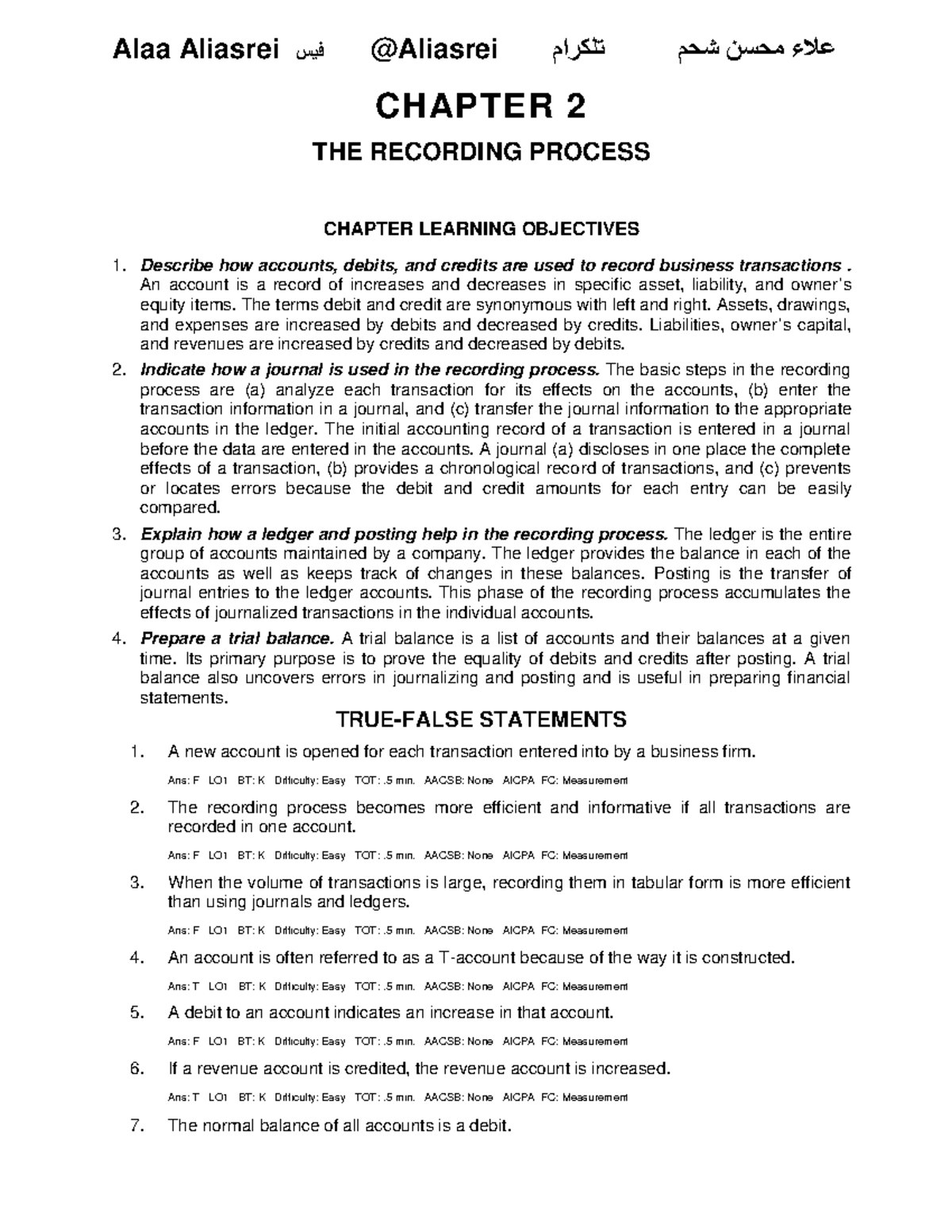 Ch02 - Alaa Aliasrei سي ف @Aliasrei تلكرام علاء هحسن شحن CHAPTER 2 THE RECORDING PROCESS CHAPTER ...