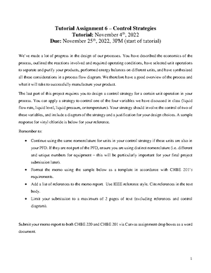 CHBE 220_ Final exam topics - CHBE 220: Introduction to Chemical ...