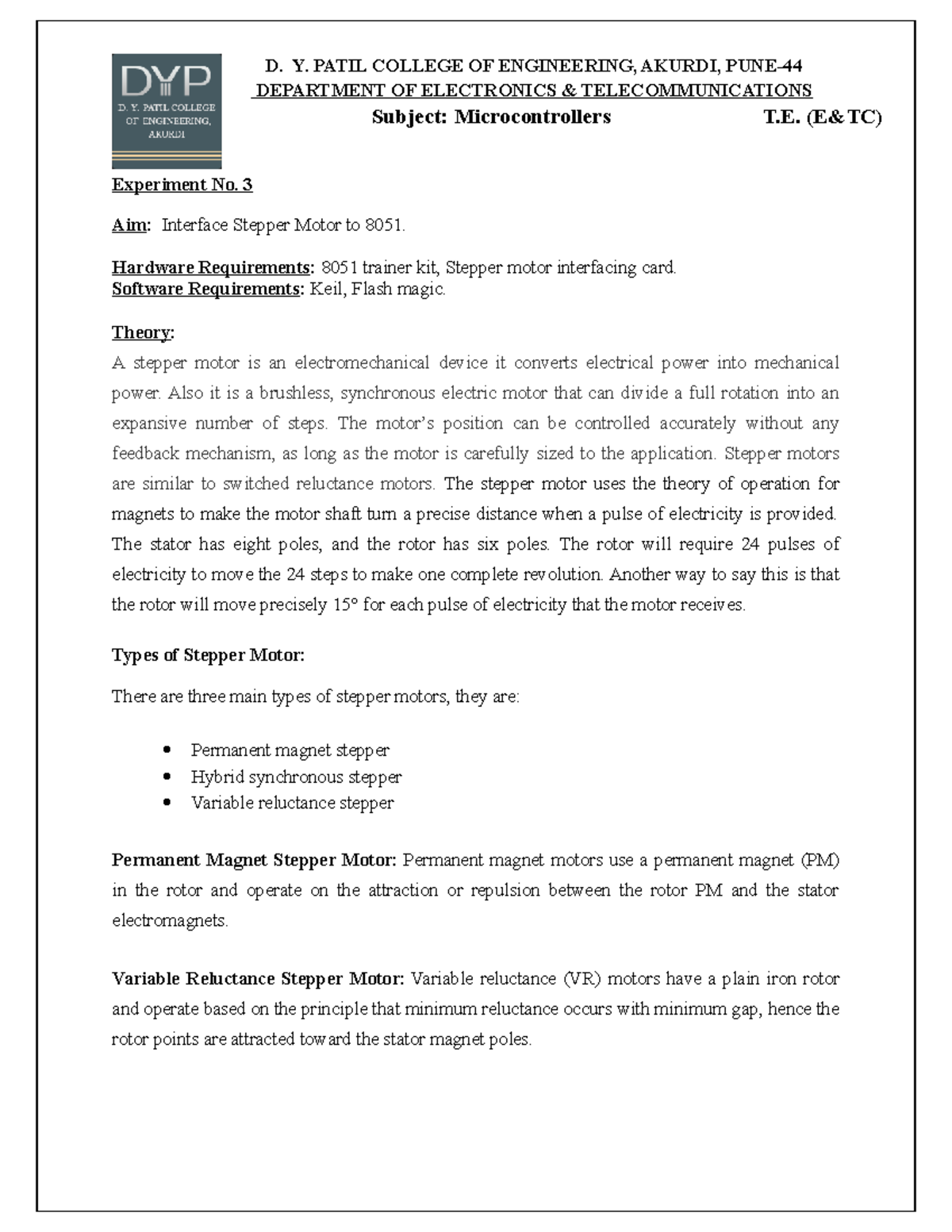 MIC Exp 3 - Digital communication - D. Y. PATIL COLLEGE OF ENGINEERING, AKURDI, PUNE- DEPARTMENT ...