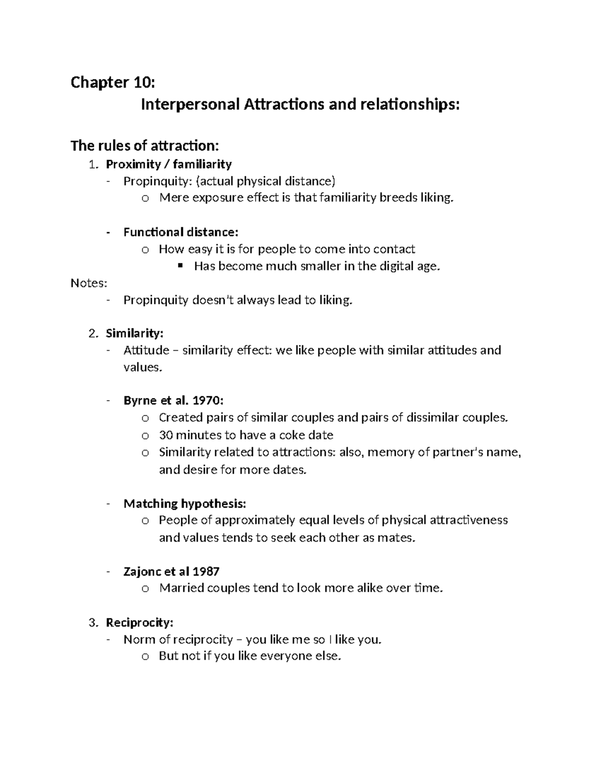 Social Psychology Chapter 10 and 11 - Chapter 10: Interpersonal Attractions and relationships ...