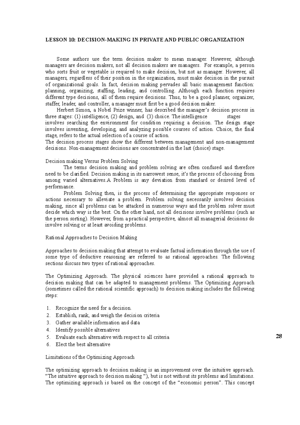 Lesson 10 Decision-Making in Private and Public Organization - LESSON ...