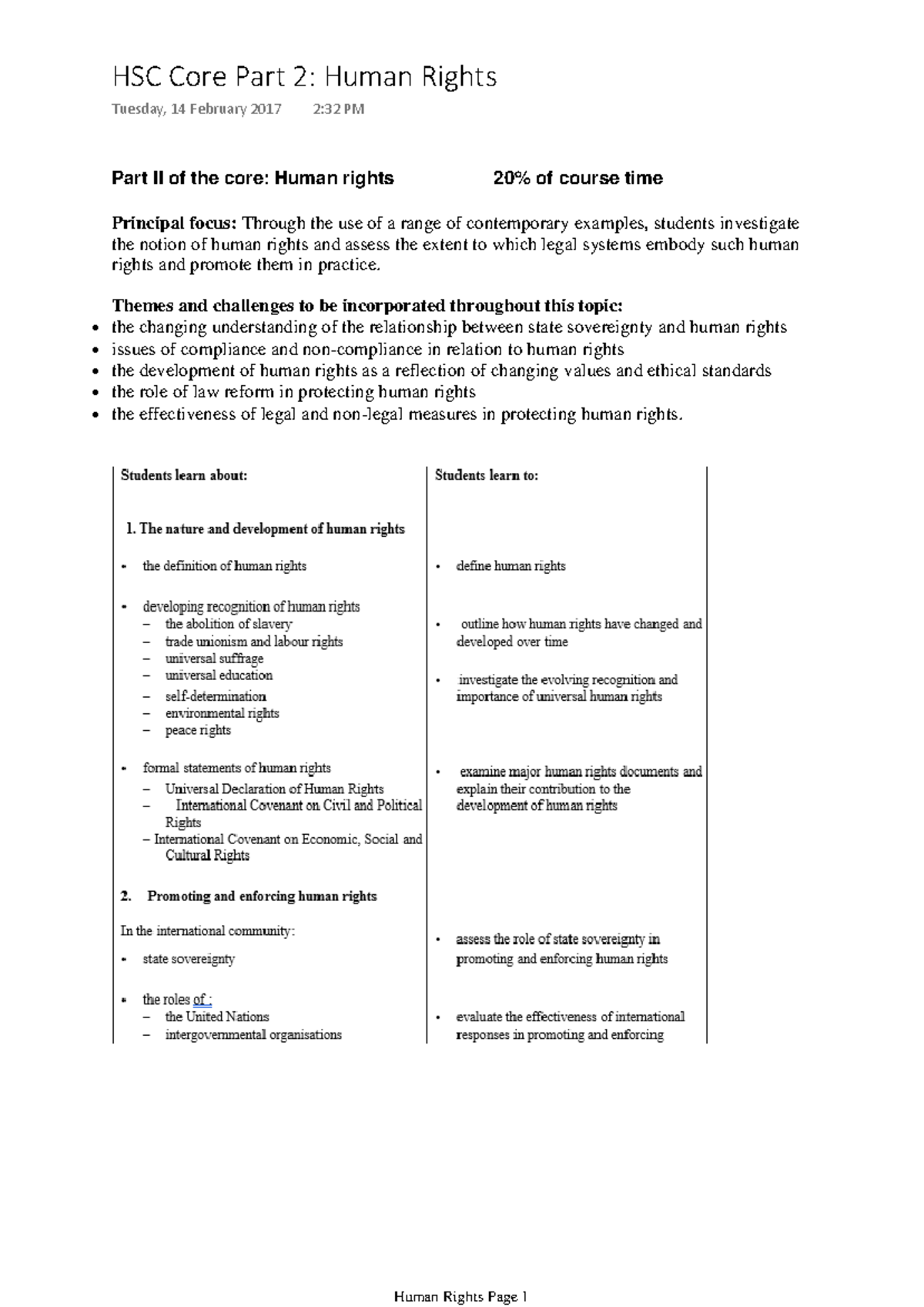 Human Rights - Themes and challenges to be incorporated throughout this ...