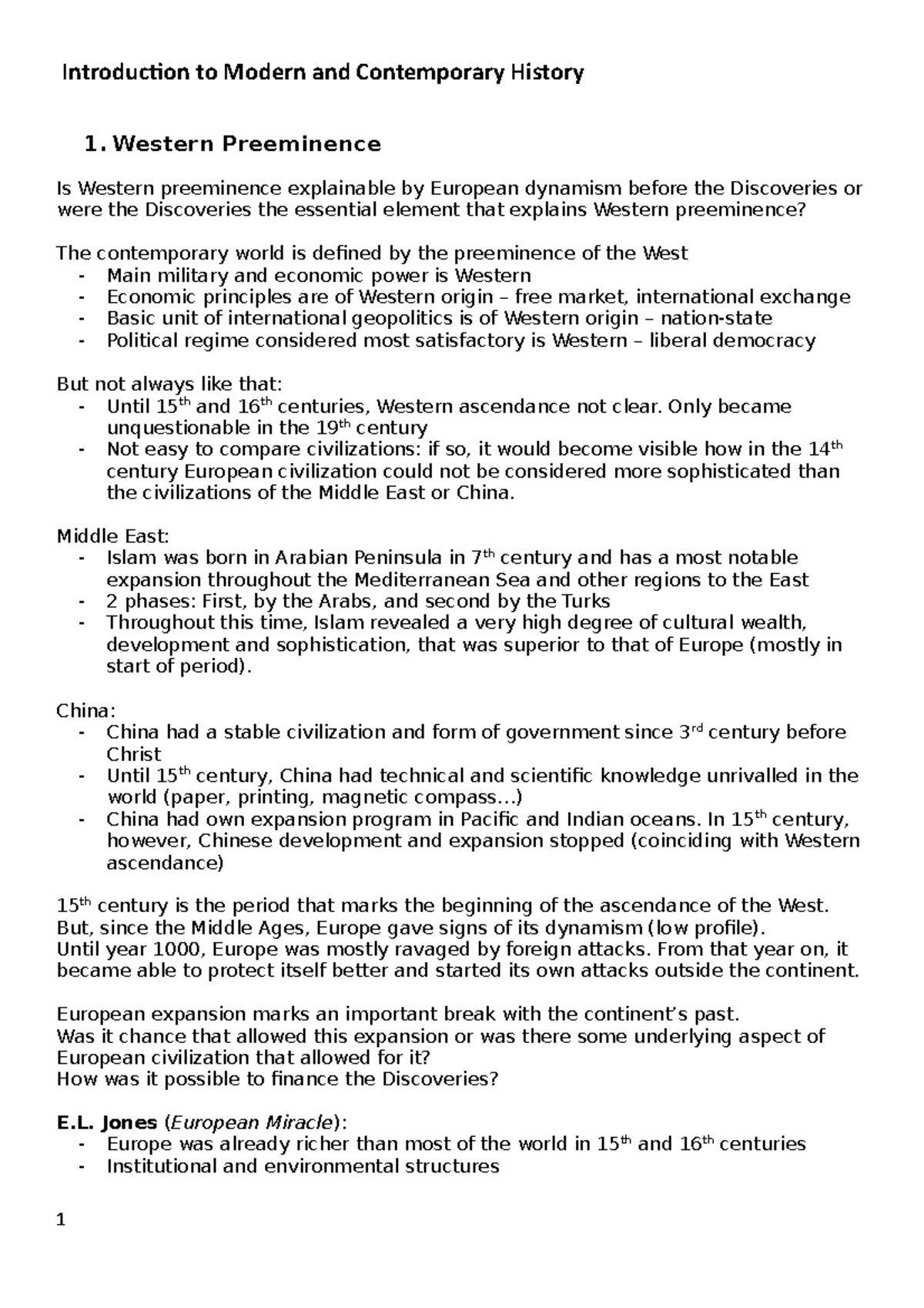 Introduction to Modern History Resumos - Introduction to Modern and ...