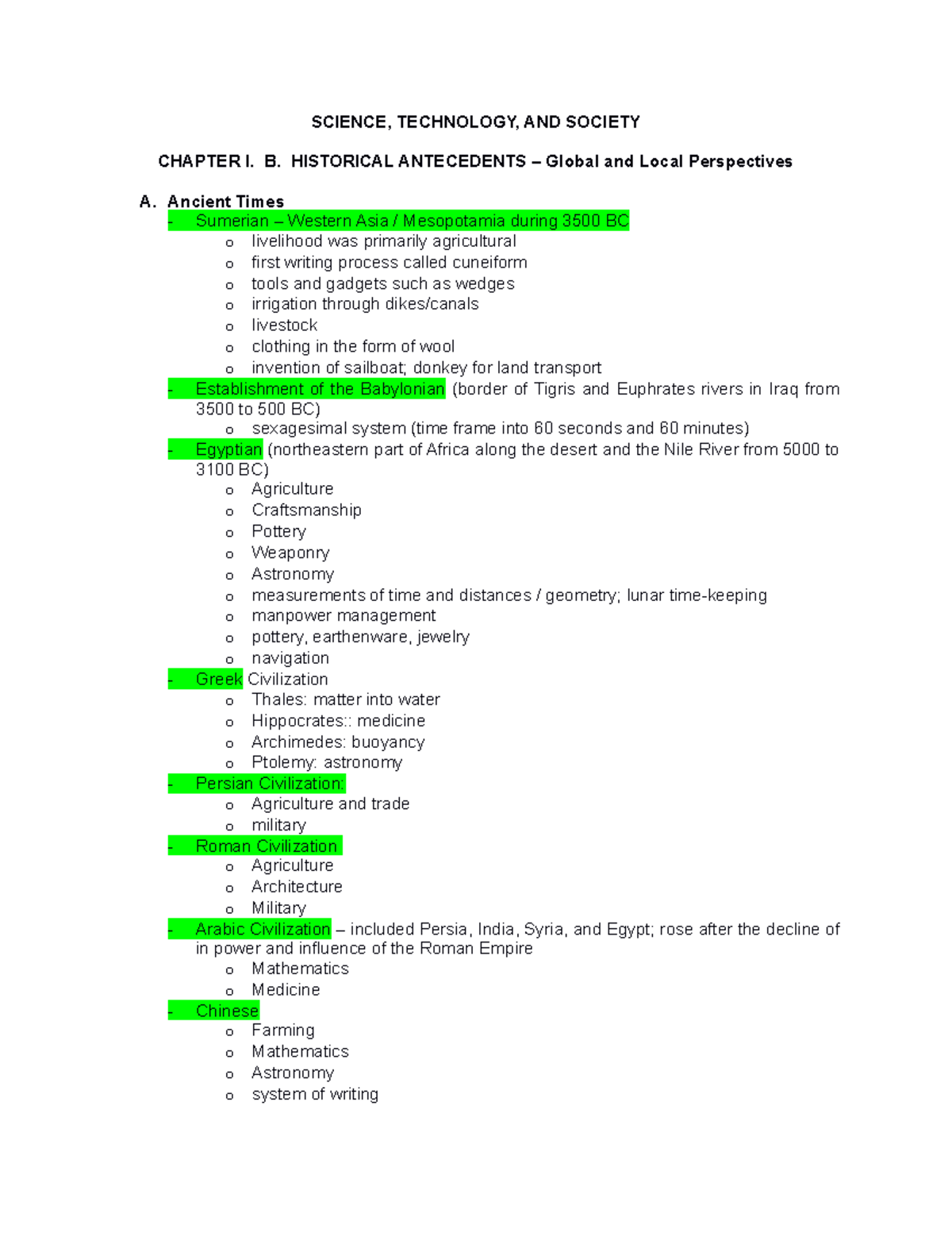 LCC STS Chapter-I - Summary College of Nursing - SCIENCE, TECHNOLOGY ...