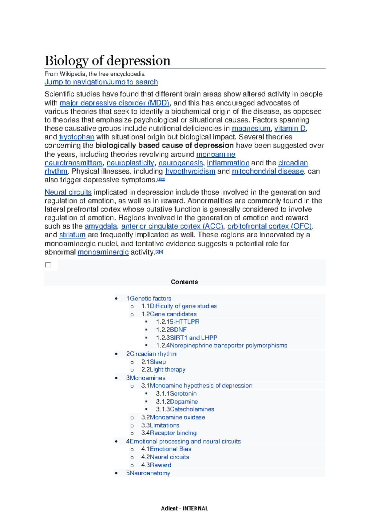 Biology of depression - Biology of depression From Wikipedia, the free ...