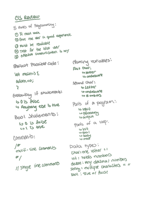 CIS 150 Notes - In class Notes Chapter 1 Computers work in binary- 0s ...