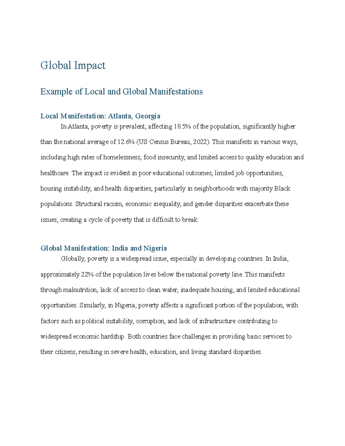 Global Impact - Global Impact Example of Local and Global ...
