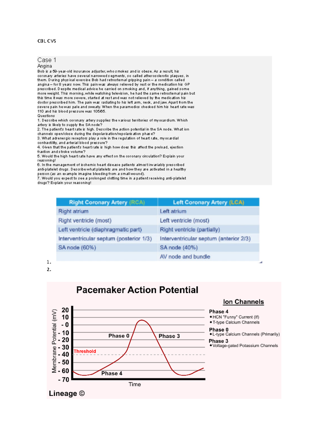 CVS CBL - CBL Cardio - CBL CVS Case 1 Angina Bob is a 59-year-old ...