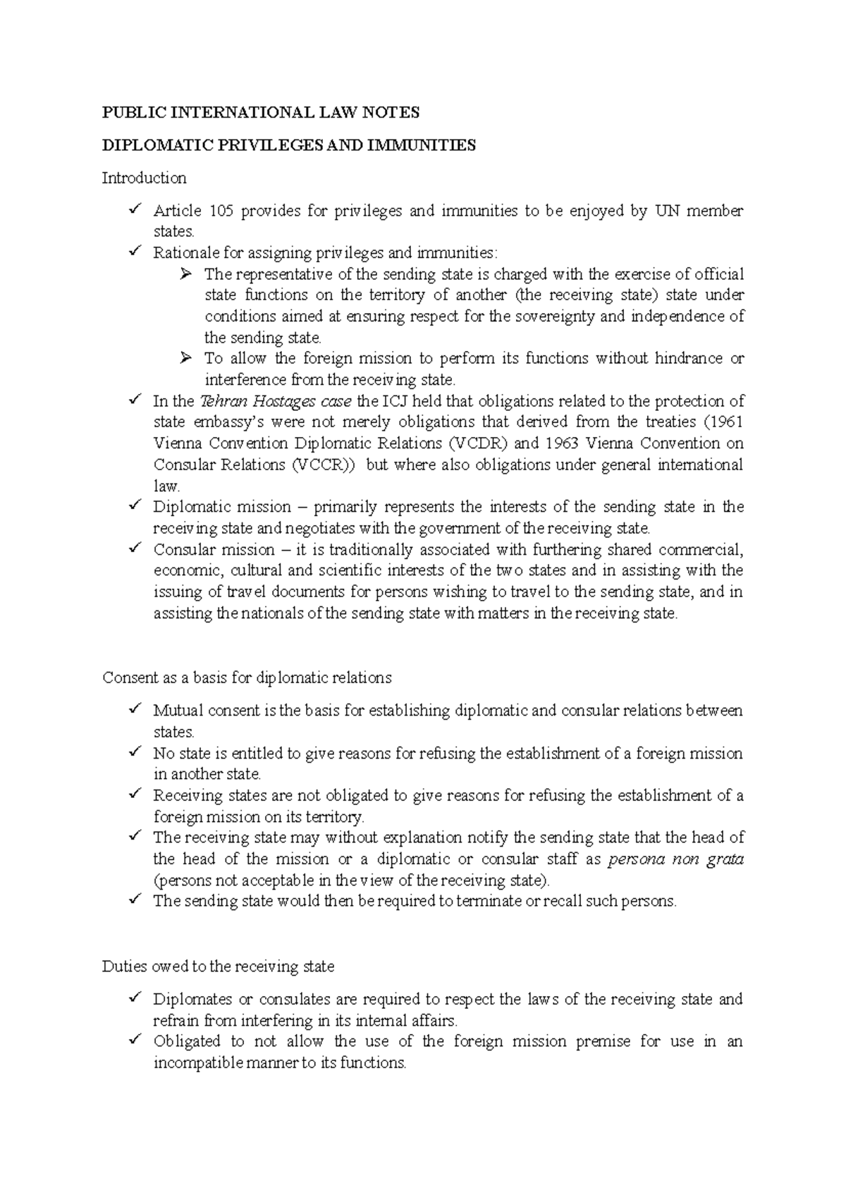 Public International LAW Notes - PUBLIC INTERNATIONAL LAW NOTES ...