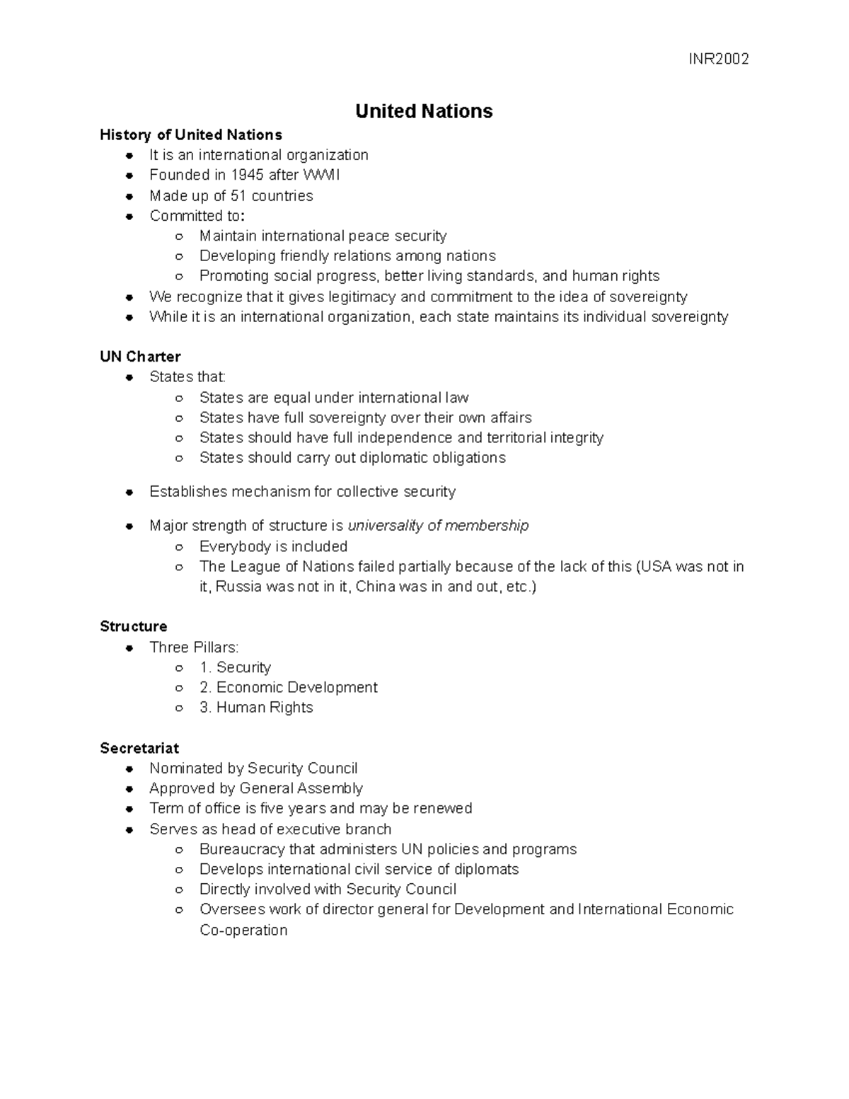 09.22.20 United Nations Lecture - INR United Nations History of United ...