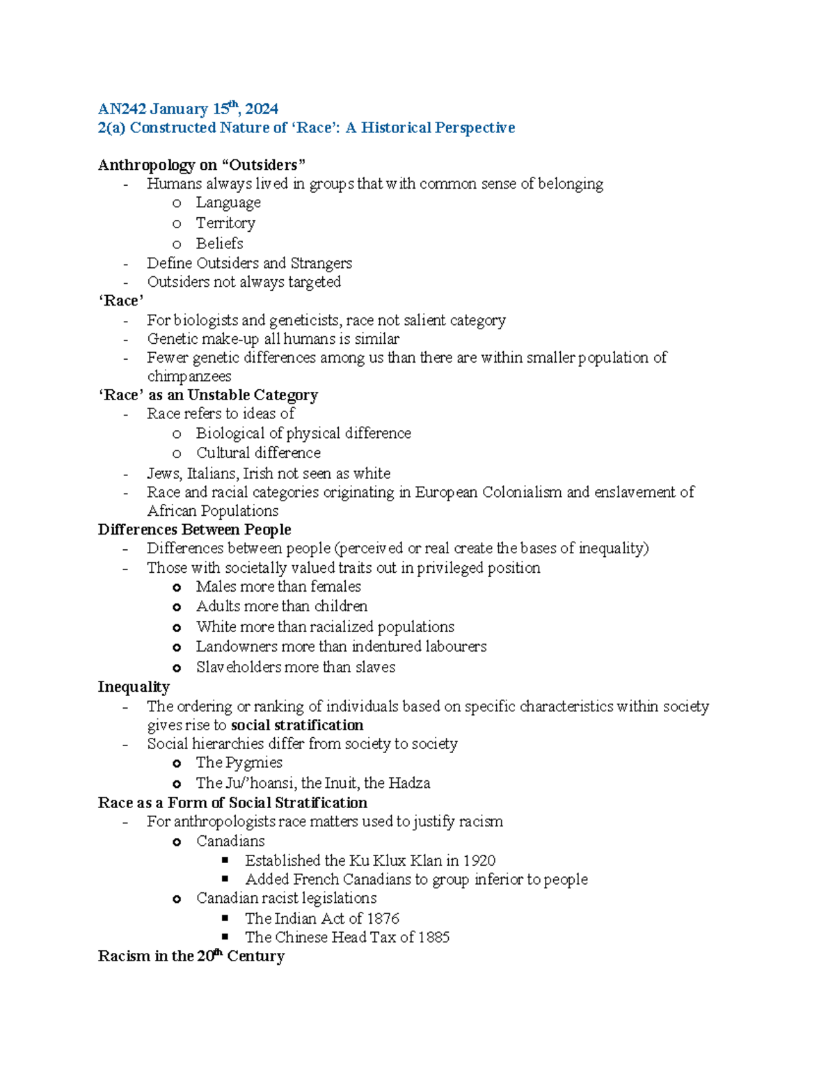 AN242 Full Notes - AN242 January 15th, 2024 2(a) Constructed Nature of ...