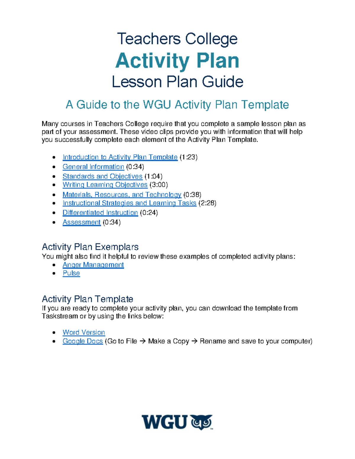 Teachers College Activity Plan Lesson Plan Guide - Teachers College ...