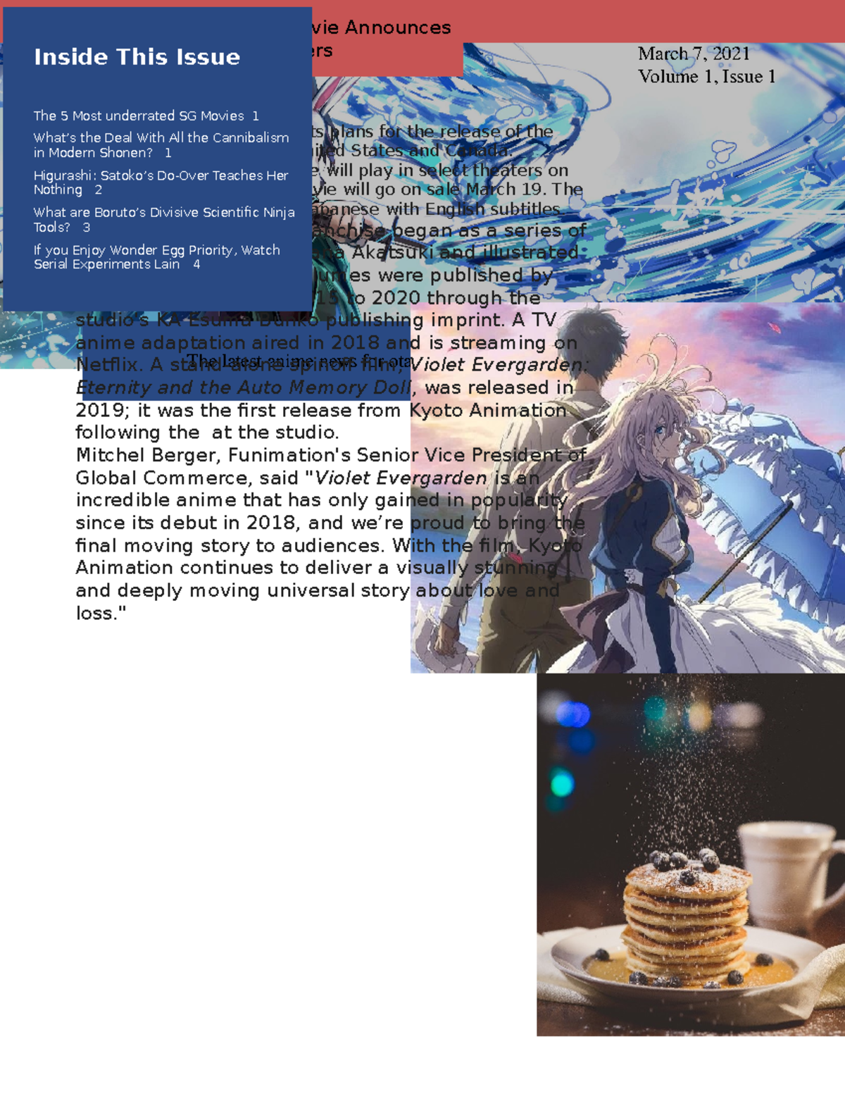 Newsletter Sample - Ani-Saga March 7, 2021 Volume 1, Issue 1 The latest ...