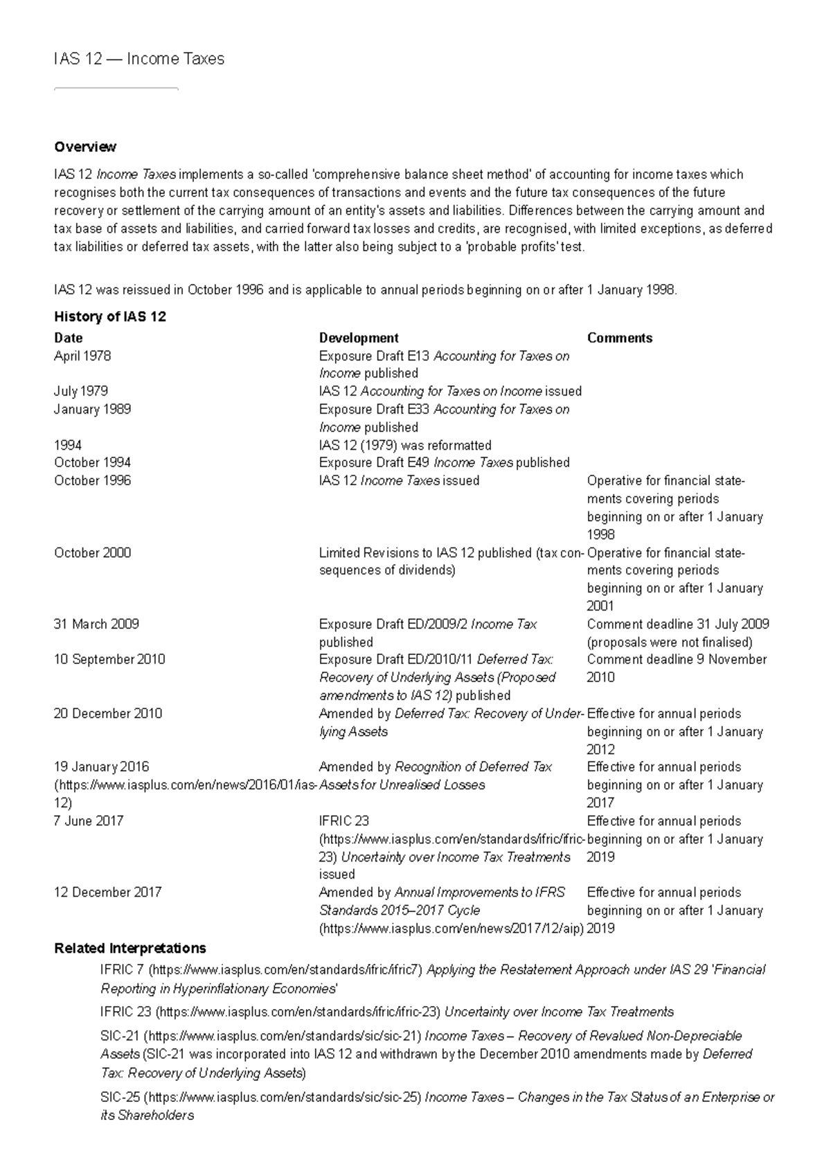 IAS 12 — Income Taxes - Le test IAS - IAS 12 — Income Taxes Overview ...