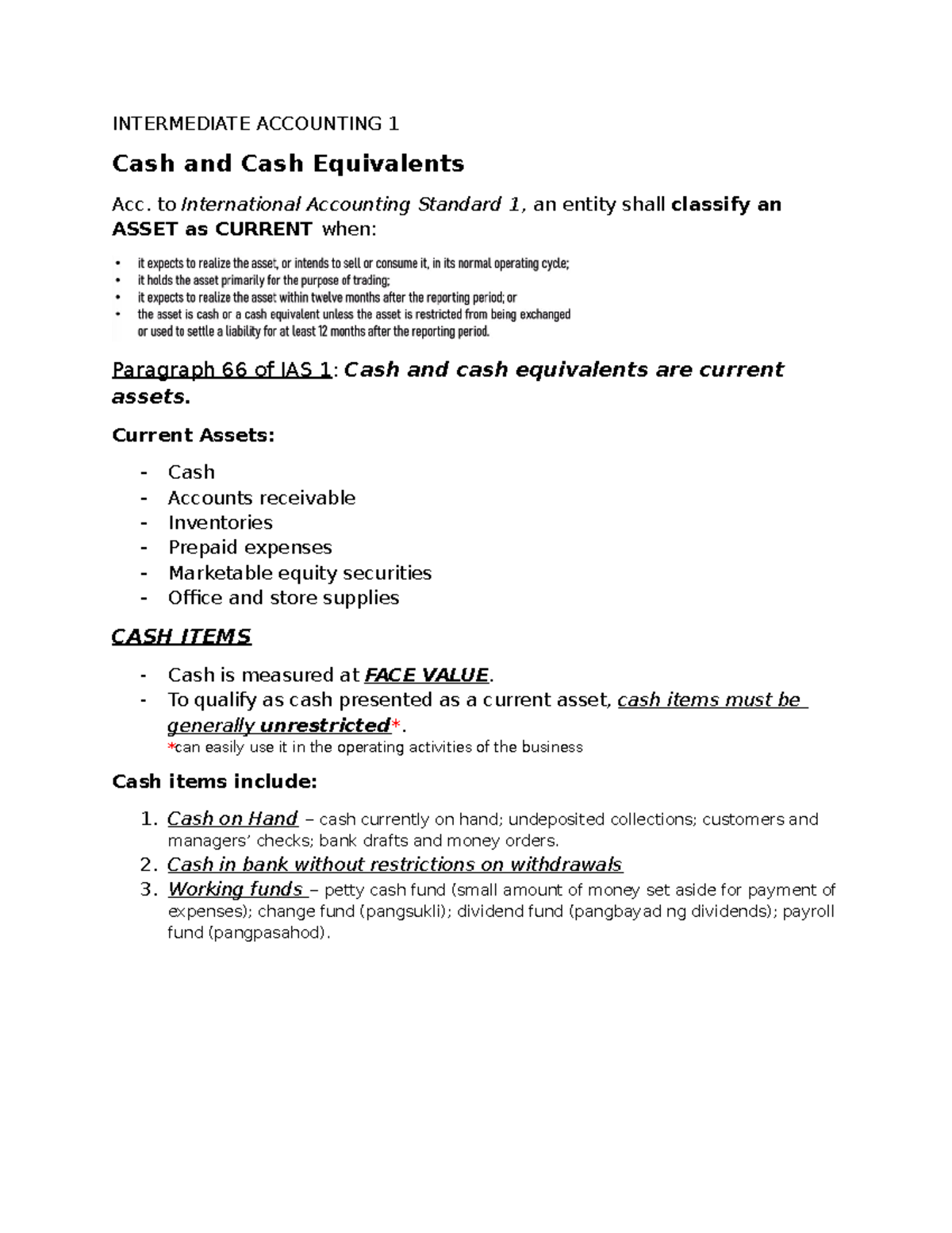 Intermediate Accounting 1 - INTERMEDIATE ACCOUNTING 1 Cash and Cash ...