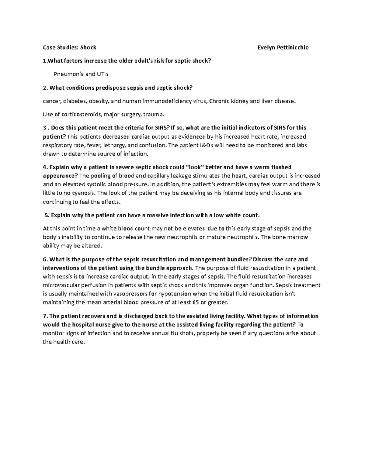 Shock Case study - Case Studies: Shock Evelyn Pettinicchio 1 factors ...